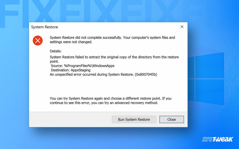 How To Fix – System Restore Not Working In Windows 10
