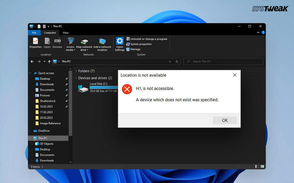 Fix the "A Device Which Does Not Exist Was Specified" Error.