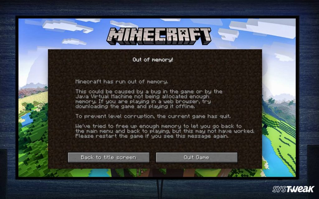 Error- Minecraft Has Run Out of Memory Fixed!